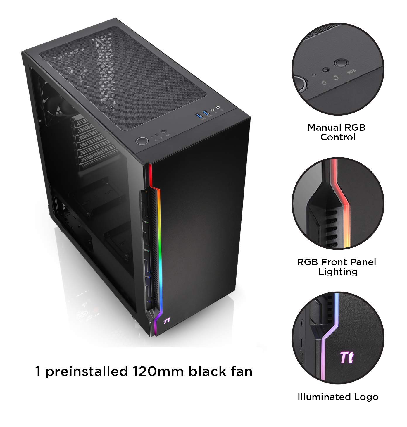Thermaltake H200 Tempered Glass RGB Light Strip ATX Mid Tower Case Pakistan