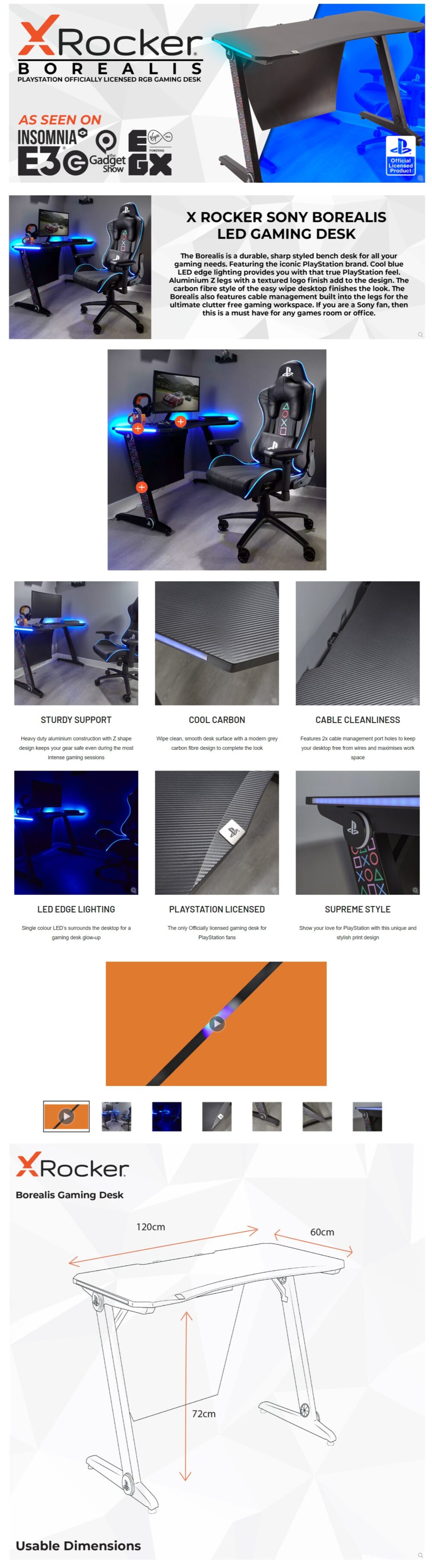 X Rocker Sony Playstation - Borealis PC Gaming Desk Pakistan