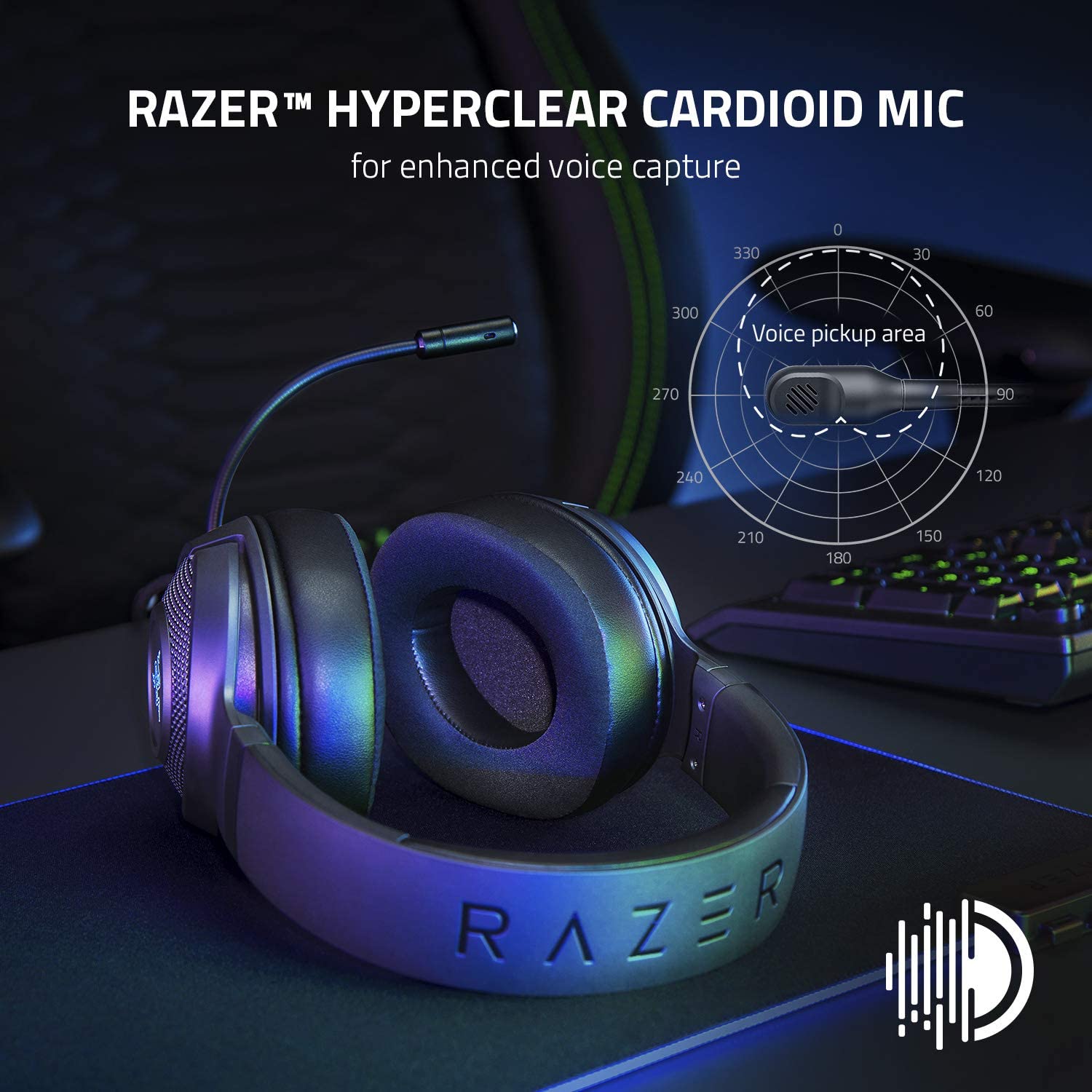 Razer Kraken V3 HyperSense Wired USB Gaming Headset with Haptic ...