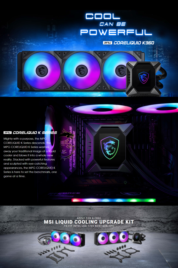 MSI MPG Series CORELIQUID K360 ARGB CPU Liquid Cooler (LGA1700 Kit Included) - Pakistan