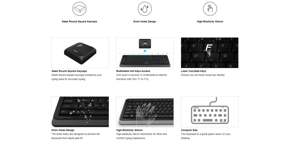 A4Tech FK11 Fstyler Sleek Multimedia Compact Keyboard Grey - Pakistan