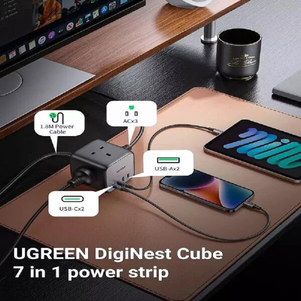 UGreen DigiNest Cube GaN 7-in-1 USB C Power Strip 65W