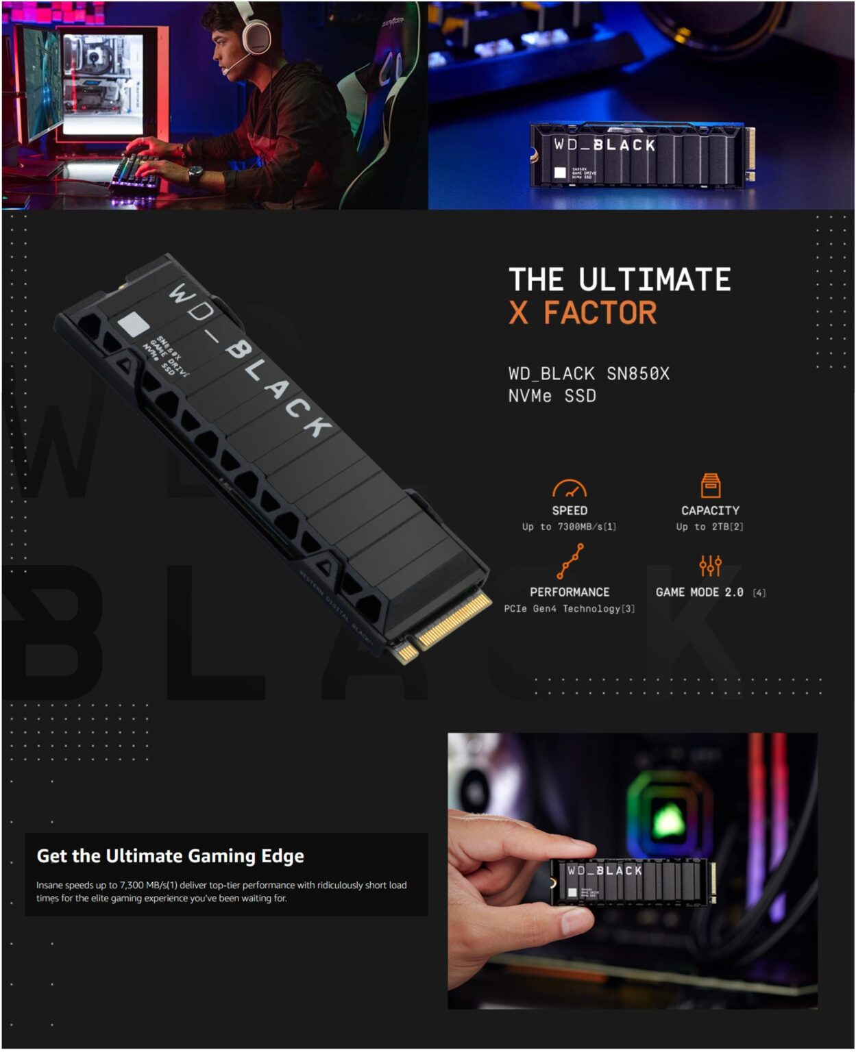 WD 1TB WD_BLACK SN850X Gaming NVMe SSD with Heatsink