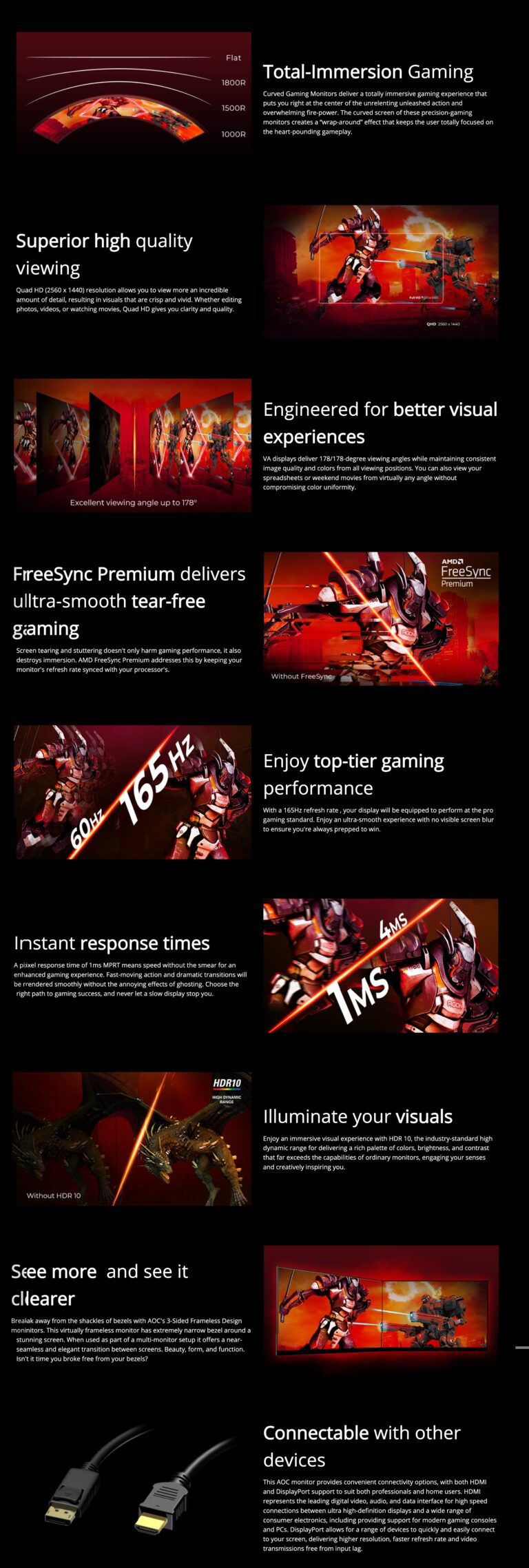 AOC CQ32G3SE 2K QHD VA 165Hz Gaming Monitor Pakistan