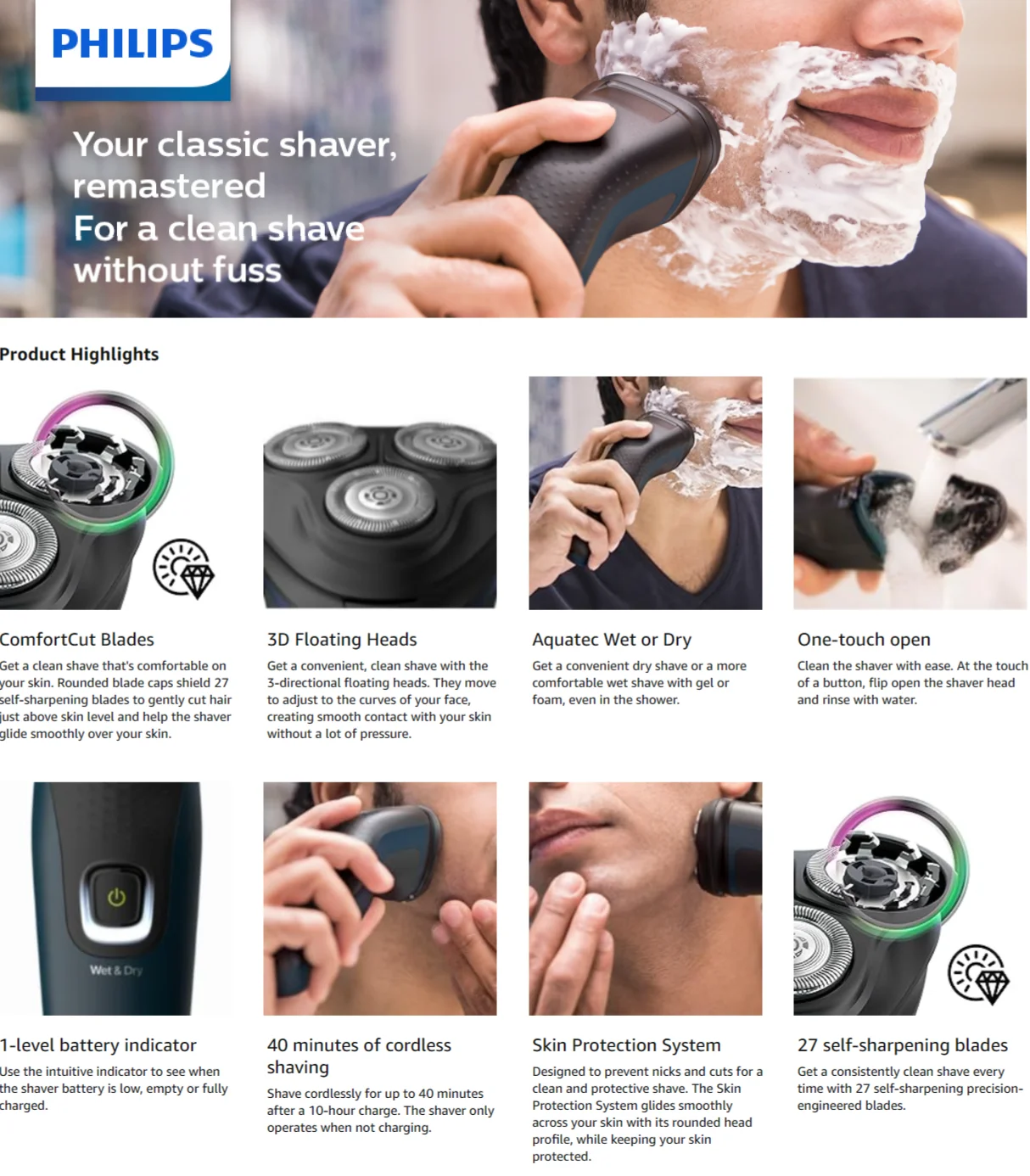 Philips Cordless Electric Shaver (S1121/45) - Pakistan